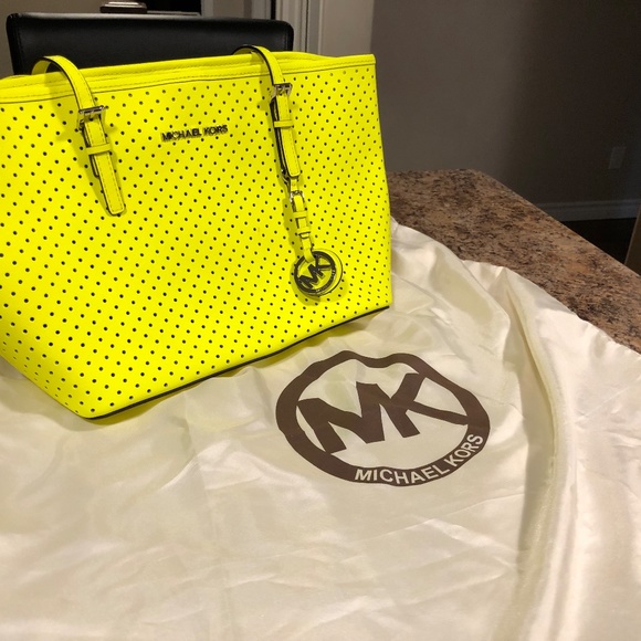 Bags | Michael Kor Neon Yellow Handbag | Poshmark